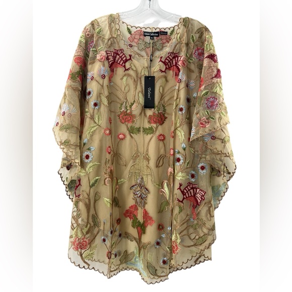 Tolani | Tops | Nwt Tolani Collection Floral Embroidered Sheer Tunic Xs ...